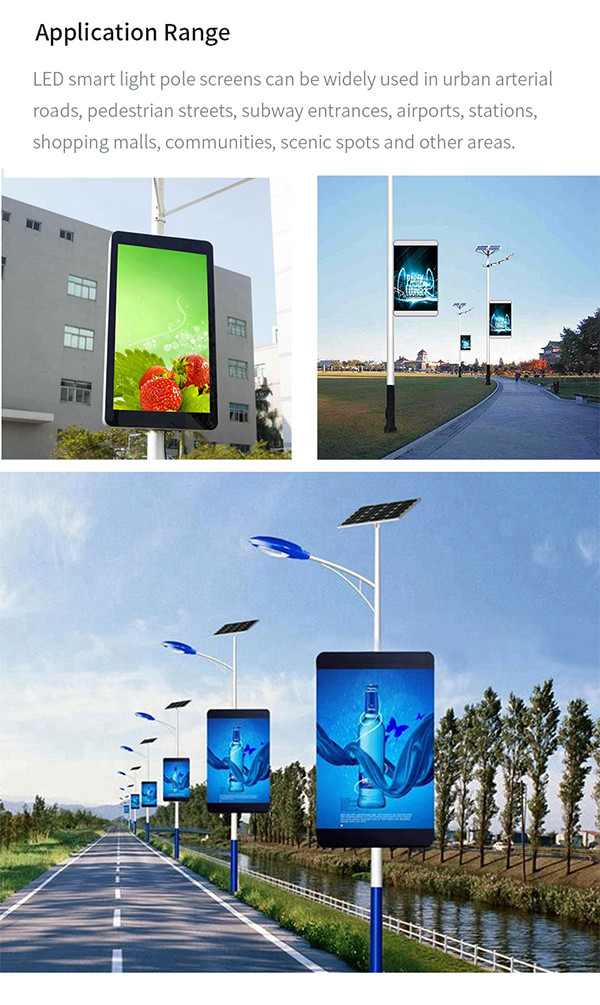 P3mm Street Light Pole LED Display Street Road Advertising Board